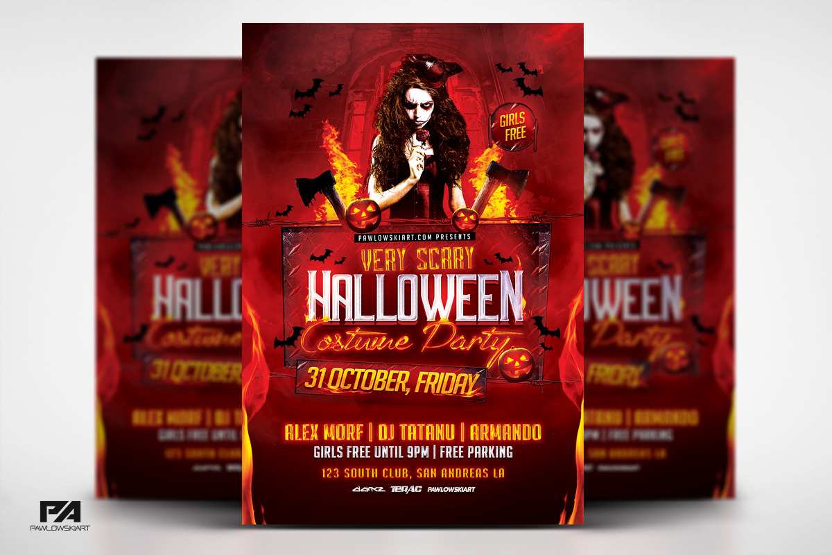 Very Scary Halloween Party Flyer, a Flyer Template by PawlowskiArt