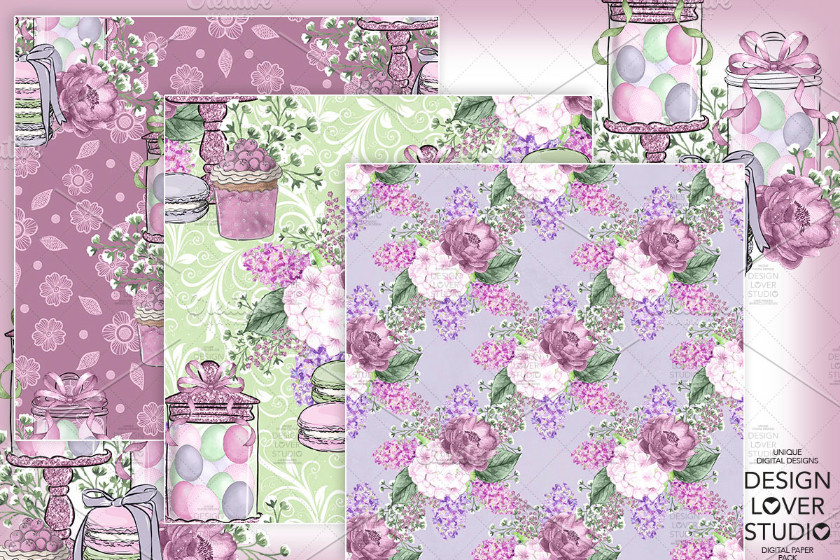 Happy Easter digital paper pack, a Pattern Graphic by designloverstudio
