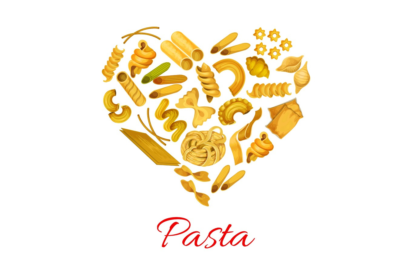 Pasta in shape of heart vector symbol | Food Illustrations ~ Creative ...
