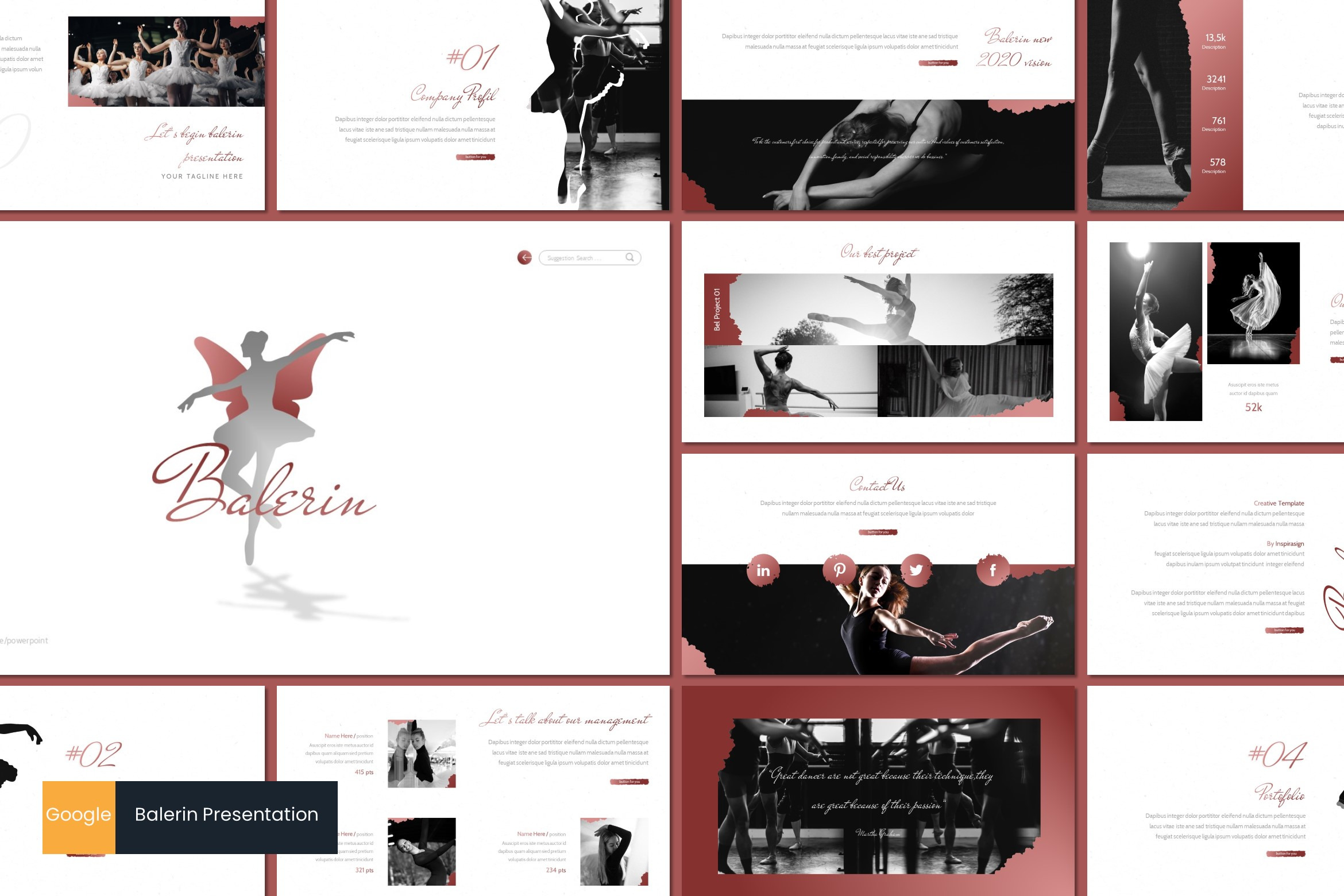 Balerin - Google Slides Template, a Presentation Template by inspirasign