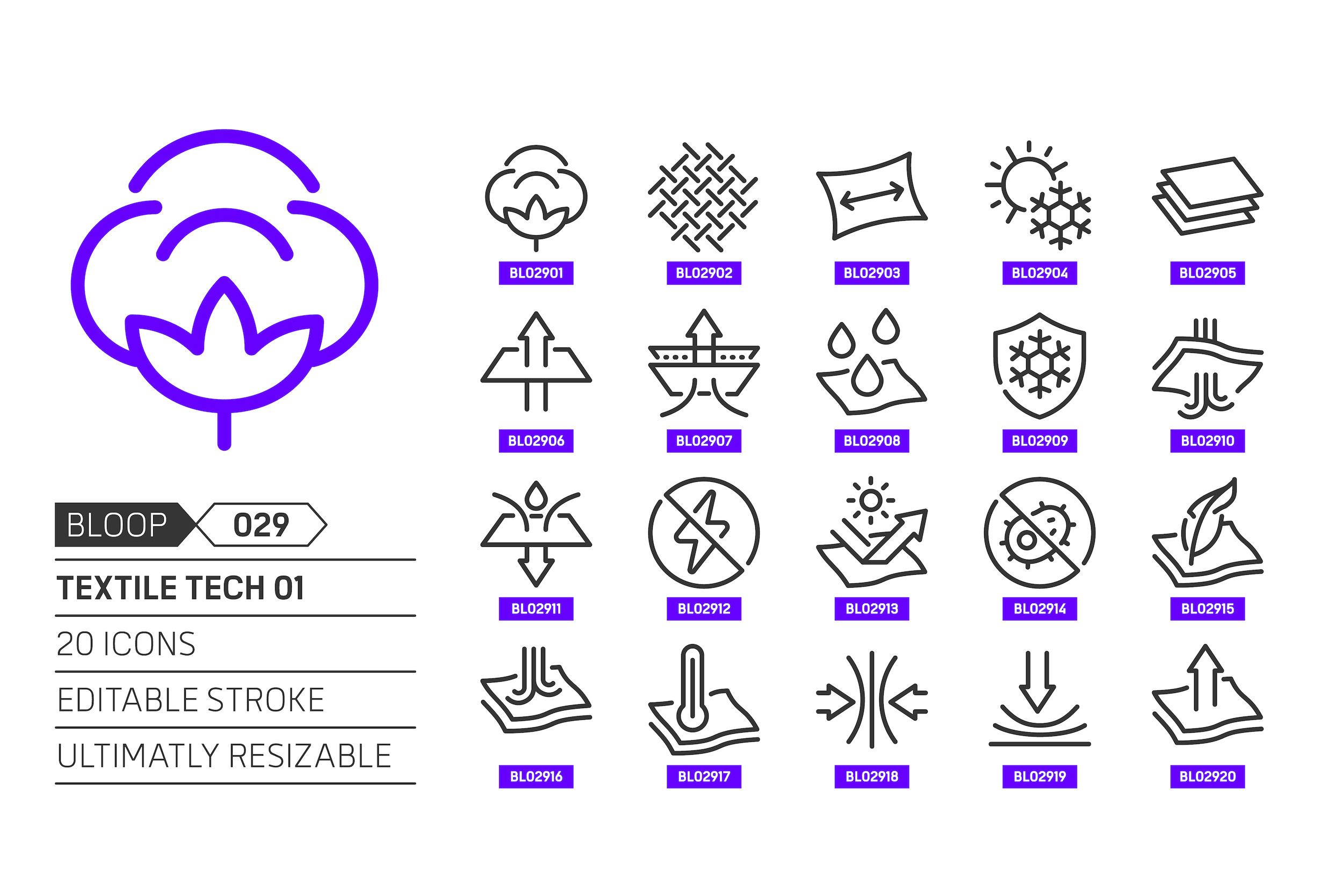 Textile tech 01, bloop icons, an Outline Icon by Howcolour