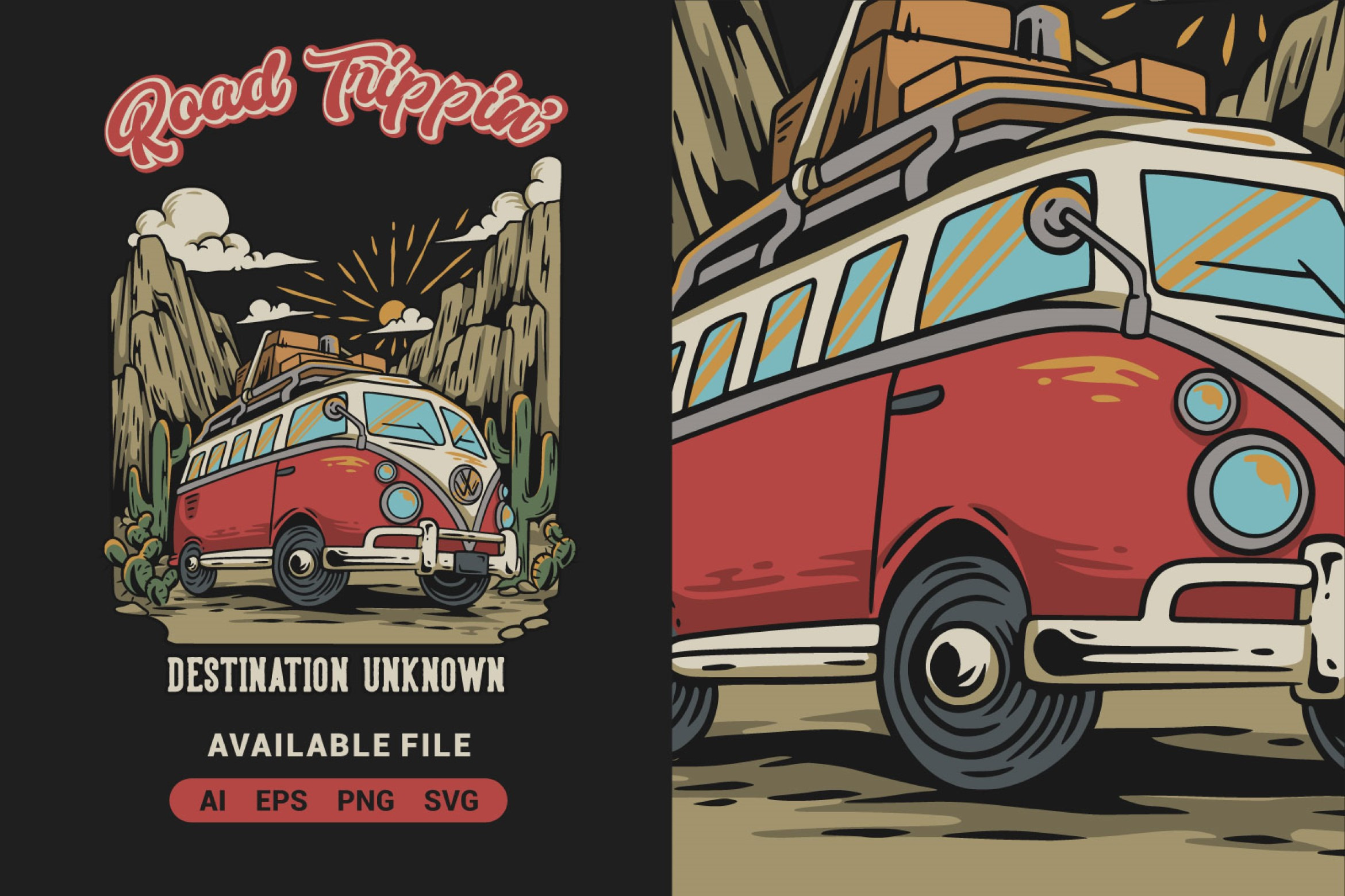 Road Trippin Vector Illustration, an Illustration by ImoogiStudio