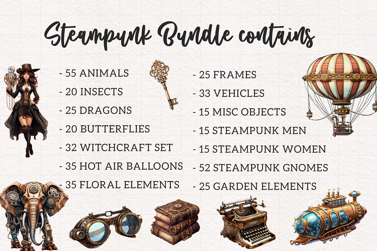 Steampunk Mega Bundle, an Object Illustration by PaintPixelCo