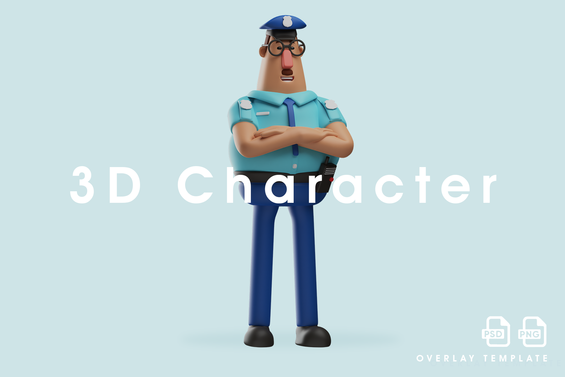3D Police Officer crosses his arms, a Decorative Illustration by ...
