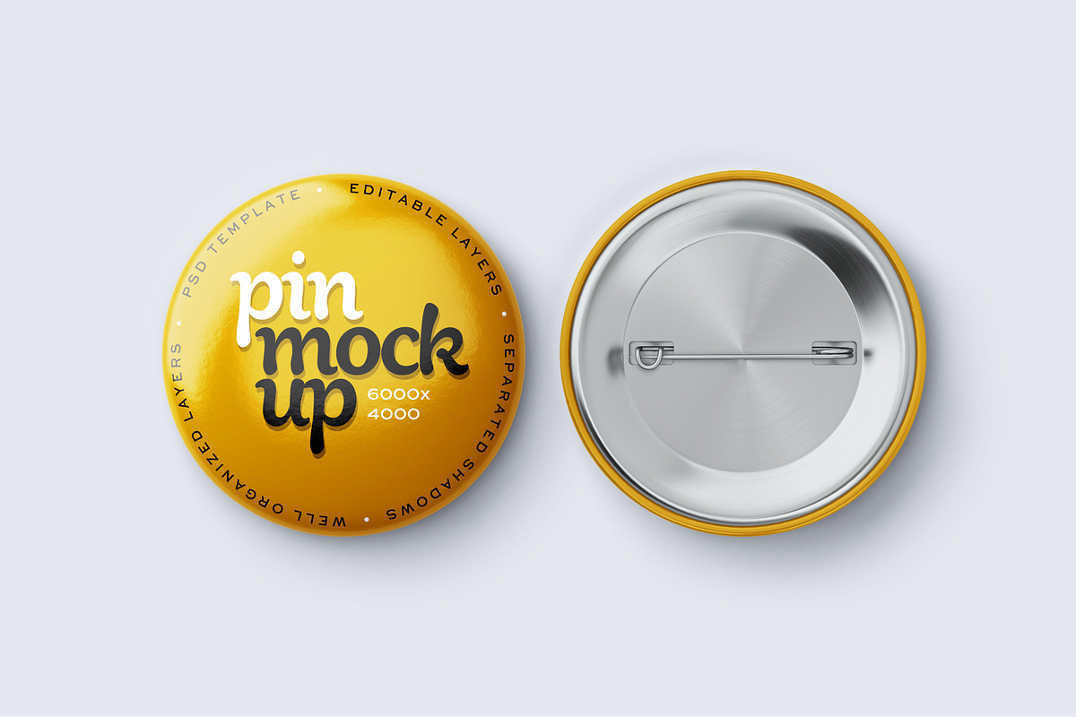 Pin Button Mockup Set, an Advertising Mockup by Deeplab