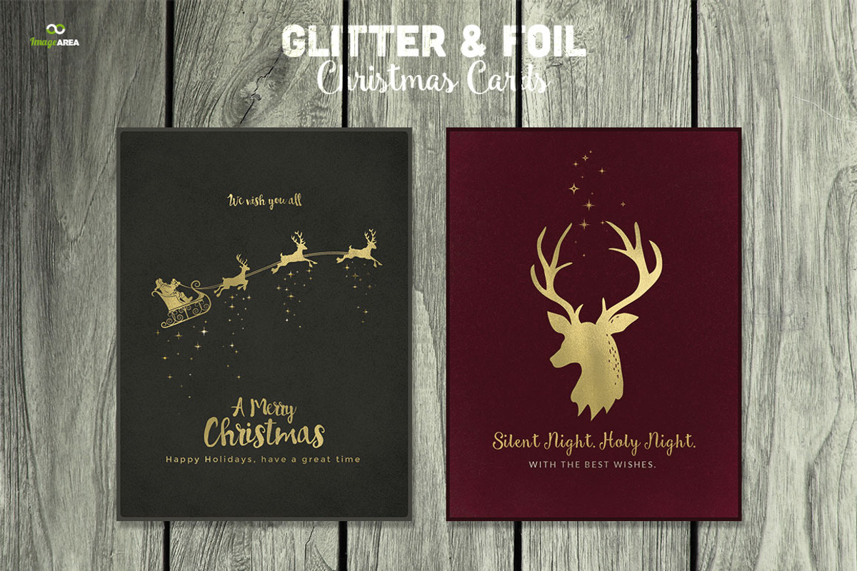 9 Hot Foil Christmas Cards PSD, a Card Template by Imagination Area
