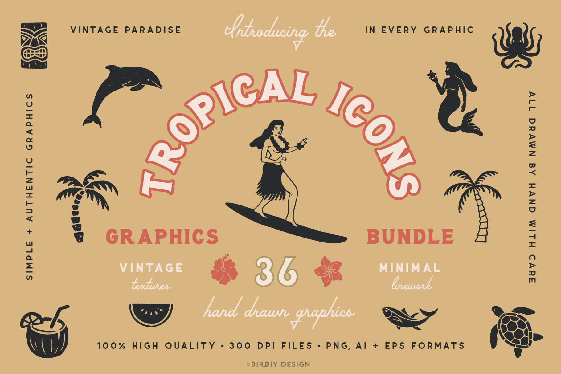 Tropical Icons Hand Drawn Graphics | Icons ~ Creative Market