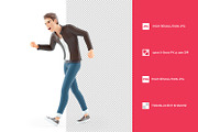 3D Angry Cartoon Man Walking, a Person Illustration by 3DMask