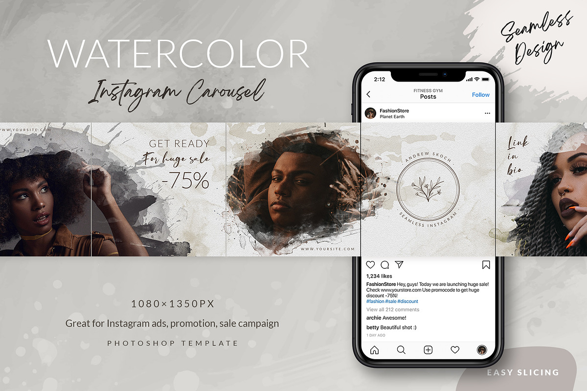 Watercolor Instagram Carousel, a Social Media Template by Andrew Skoch ...