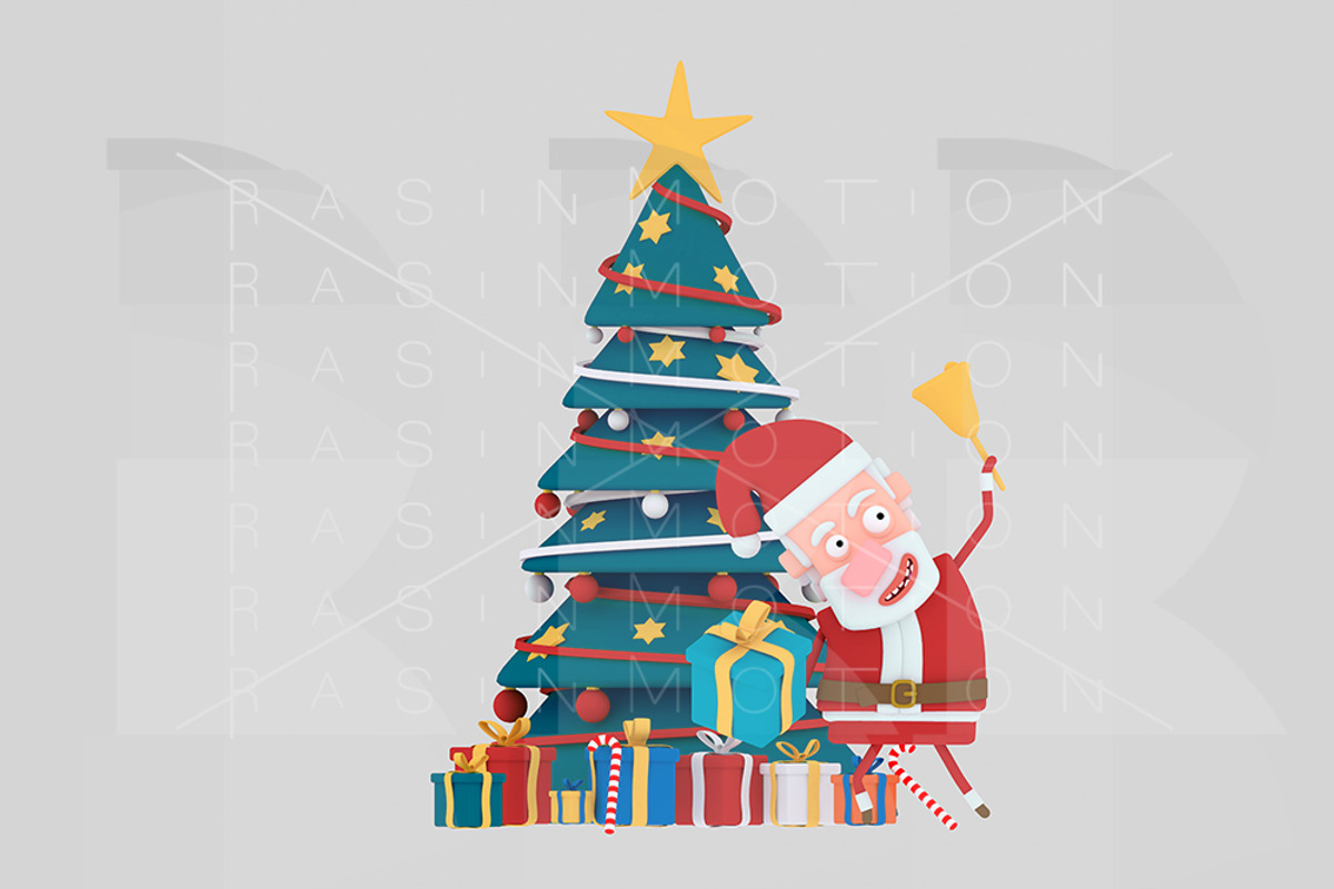 3d Illustration. Santa Xmas Tree., a Decorative Illustration by rasinmotion