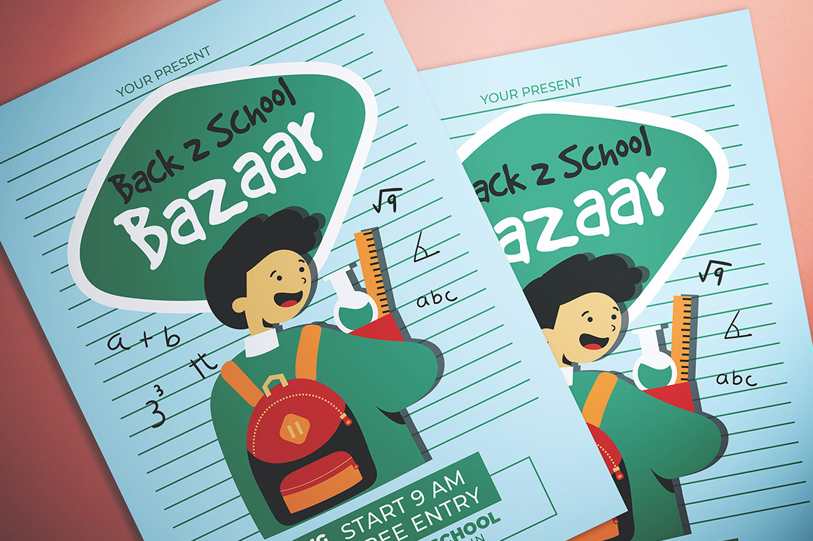 Back To School Bazaar Flyer, a Flyer Template by Gumico Studio.