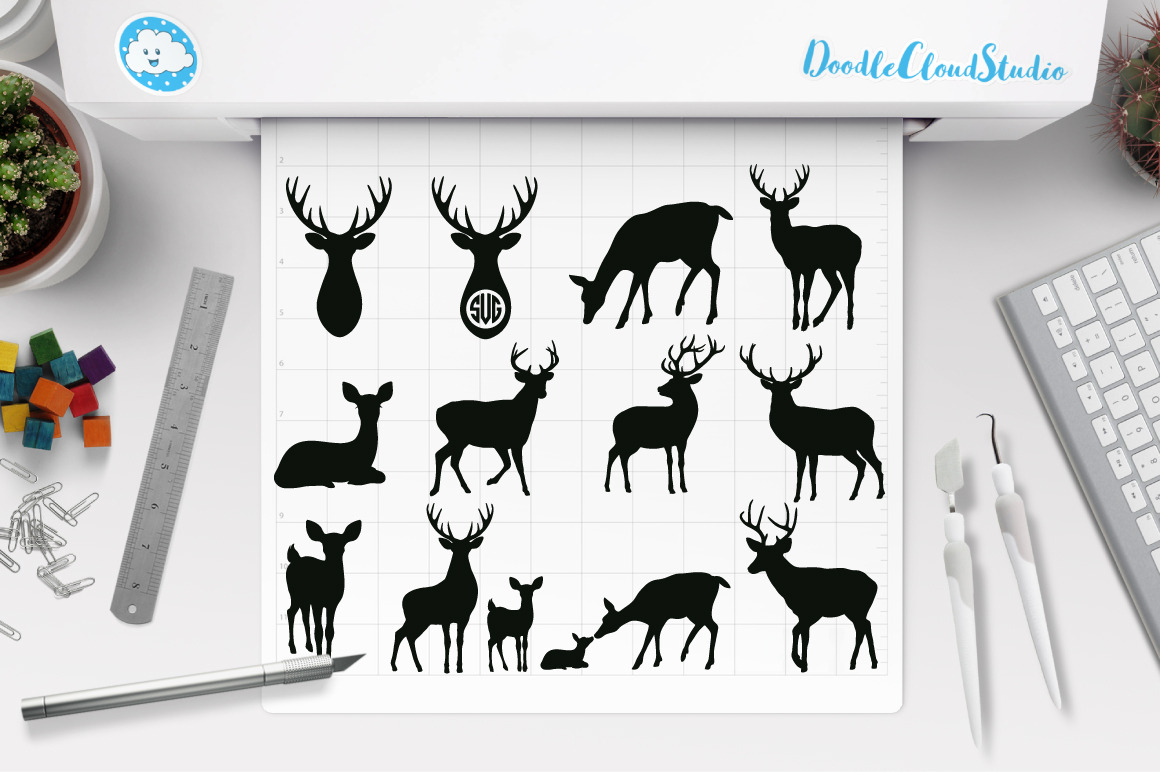 Deers SVG, Mama and Baby Deer., an Illustration by Doodle Cloud Studio