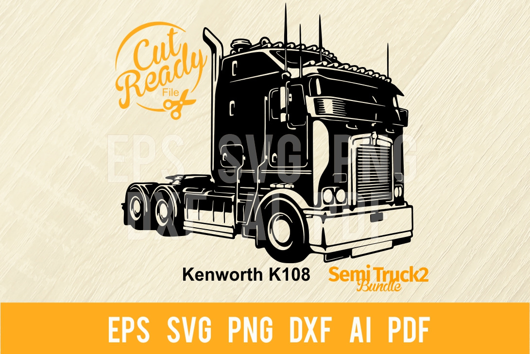 Kenworth K108 SVG Semi Truck SVG, a Transportation Illustration by ...