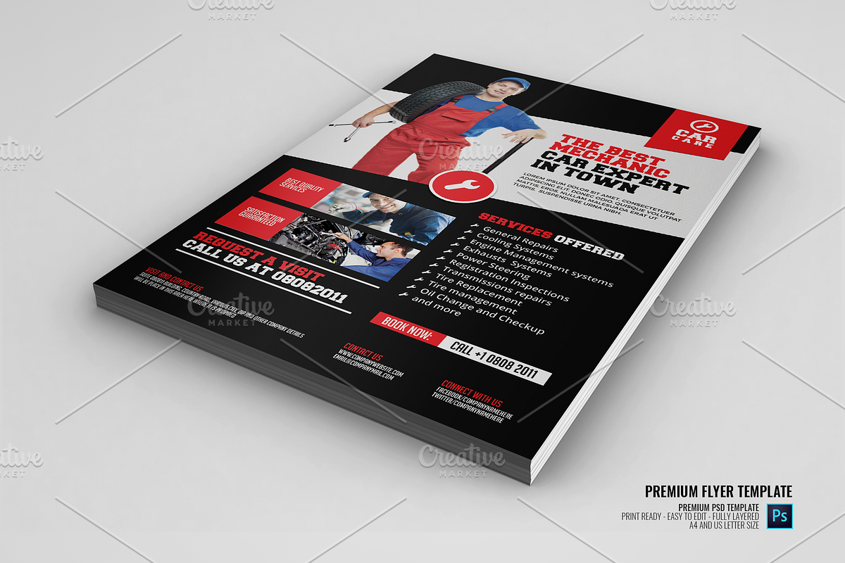 Car Mechanic Promotional Flyer, a Flyer Template by PSDPixel | Creative ...