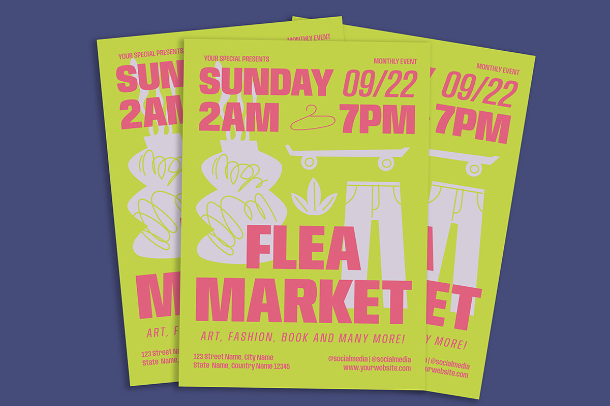 Bold Modern Flea Market Flyer, a Flyer Template by Gumico Studio.