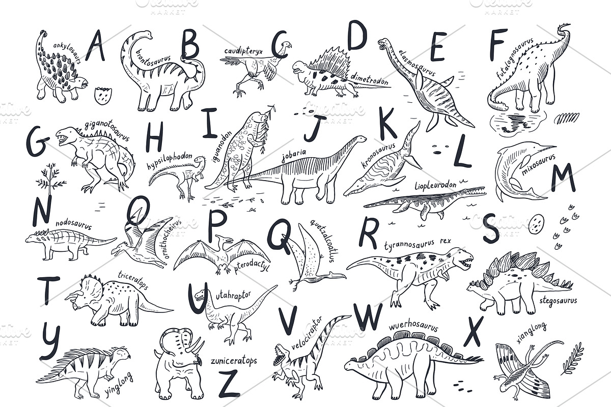 Dinosaur Alphabet, an Animal Illustration by GooseFrol