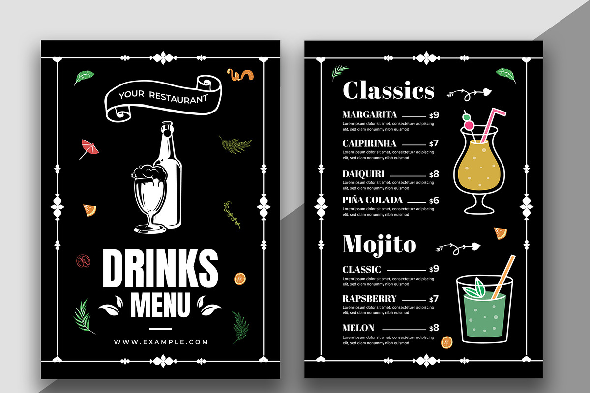 Double Side Food Menu Templates