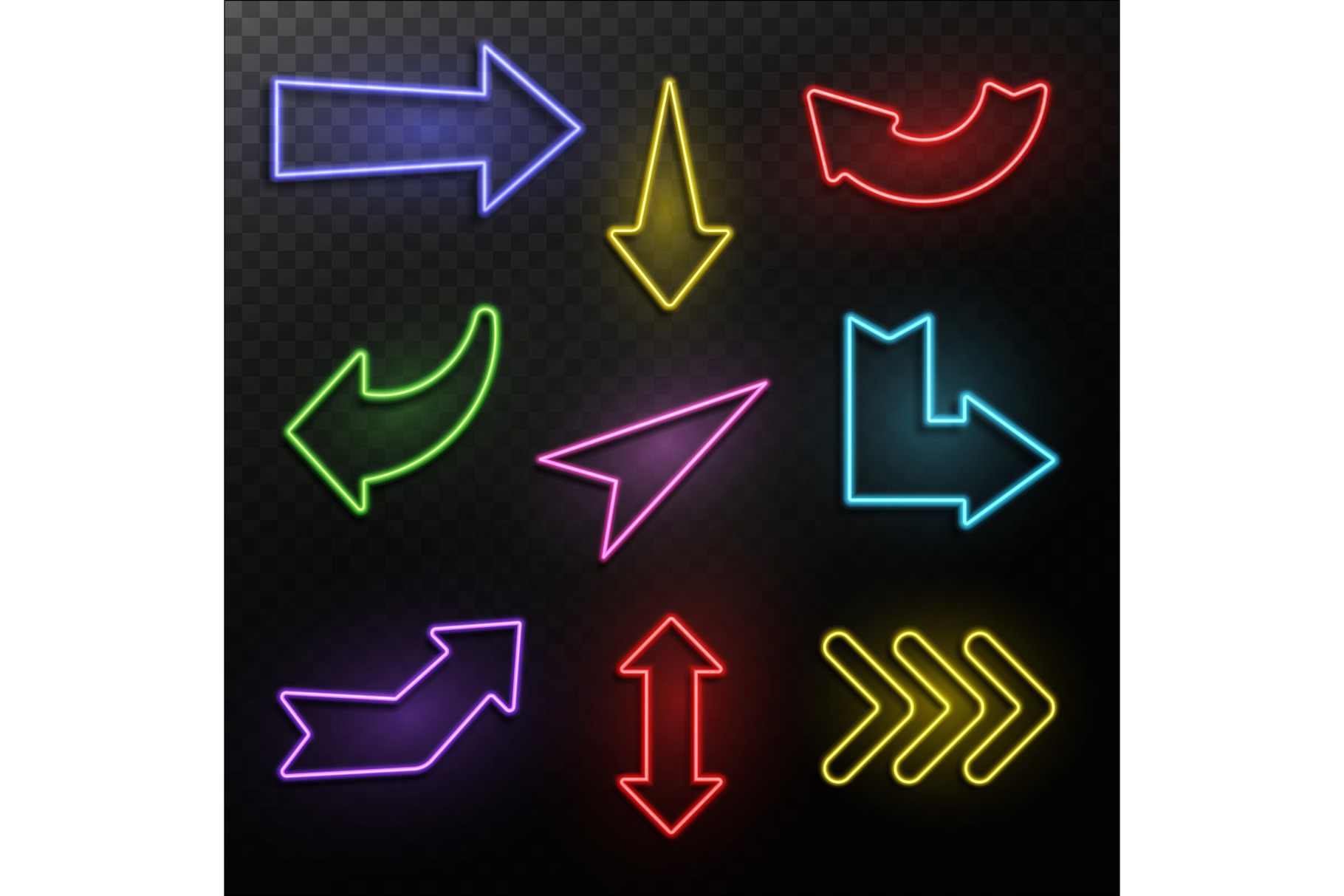Neon arrows. Electric light | Graphic Objects ~ Creative Market