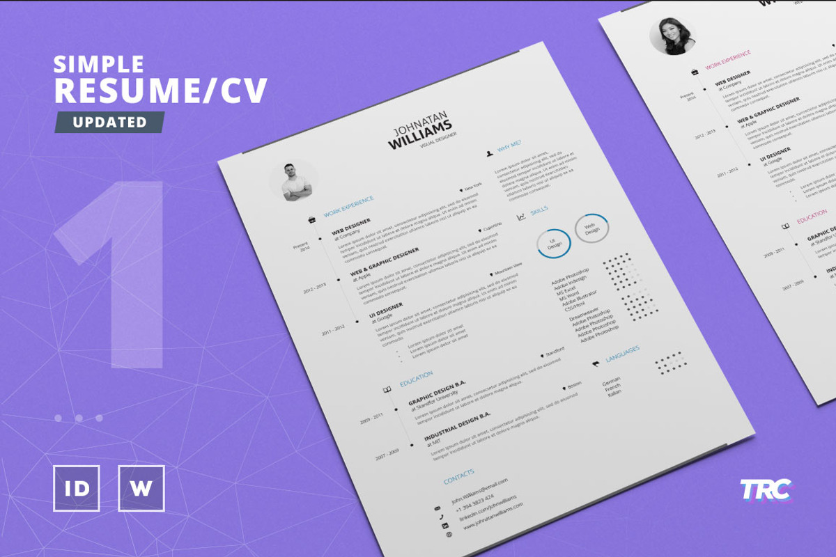 Simple Resume/Cv Template Volume 1, a Resume Template by TheResumeCreator