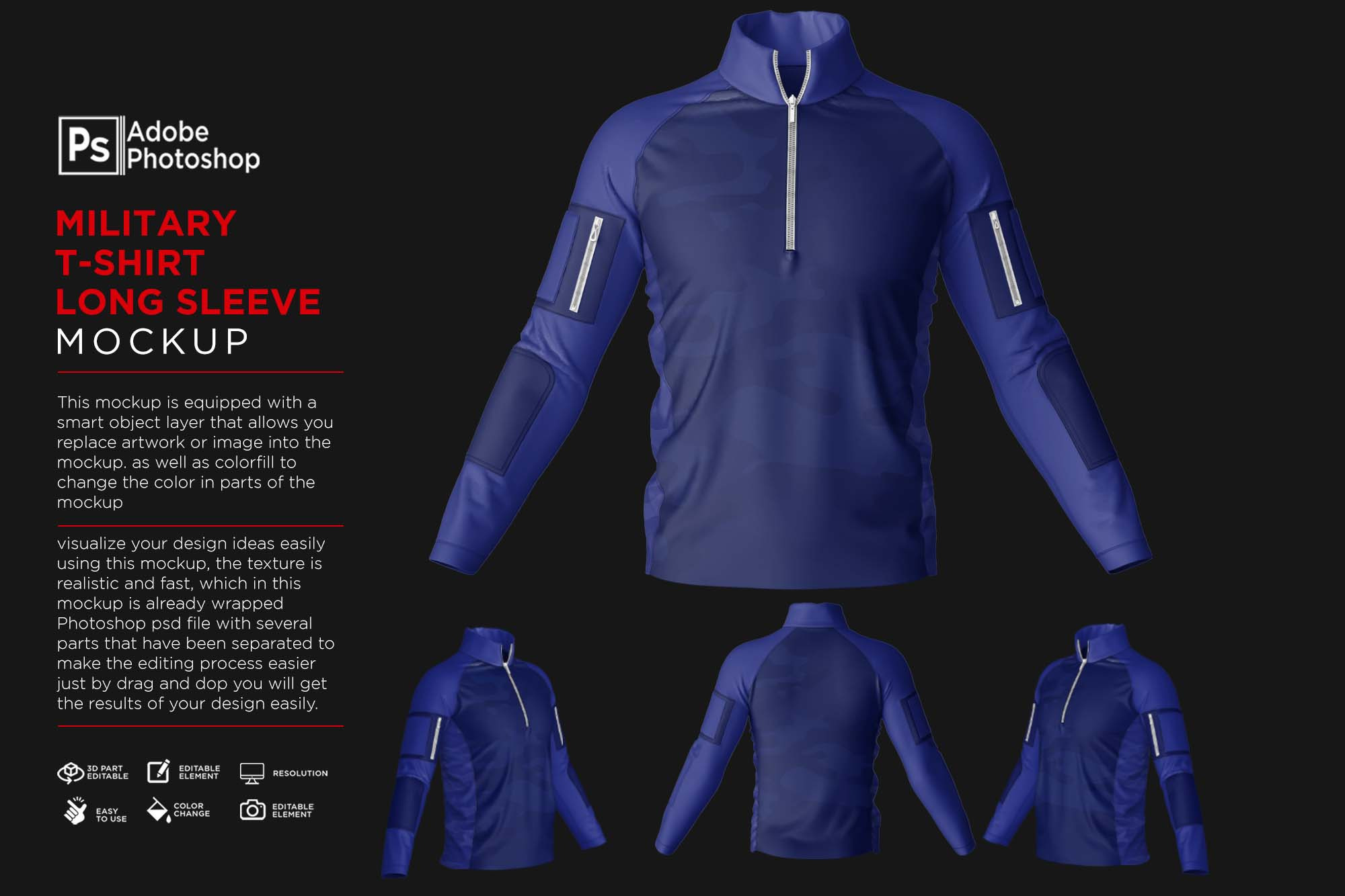 Military T-Shirt Long Arm Mockup