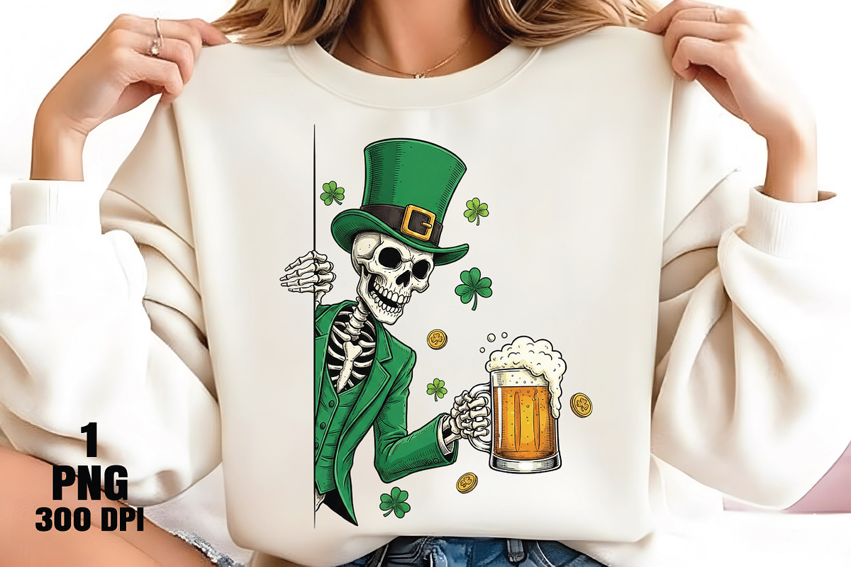 St Patrick’s Day Skeleton PNG, an Illustration by Daily.Designs