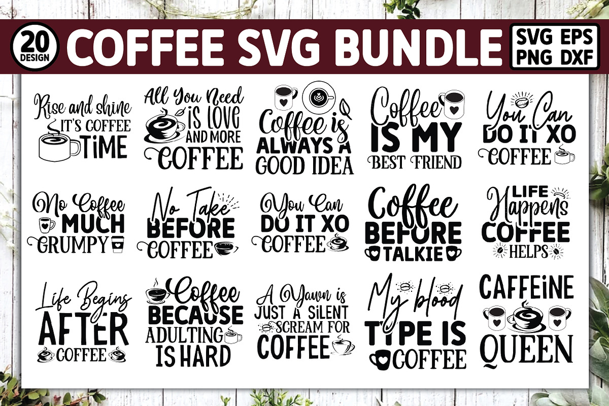 Coffee SVG Bundle, an Illustration by crafthome