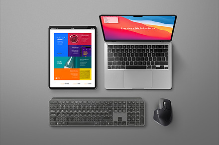 Macbook Laptop Photo Mockup Top view | Mac Mockups ~ Creative Market