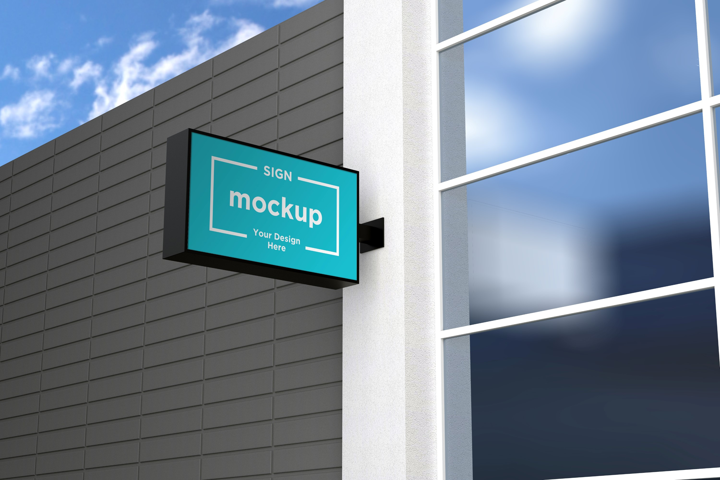 Rectangular wall mount sign mockup, an Advertising Mockup by shahsoft