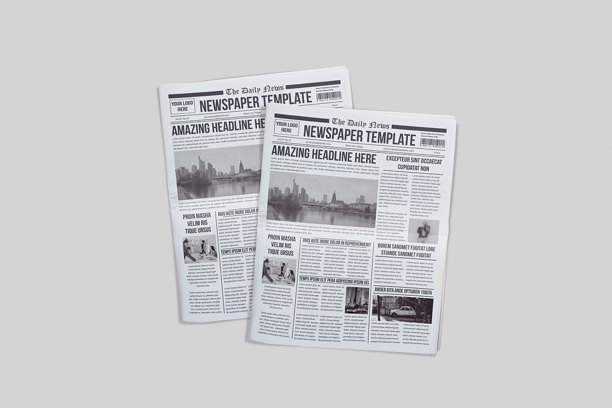 One Page Newspaper Template, a Stationery Template by Ultimate Template ...