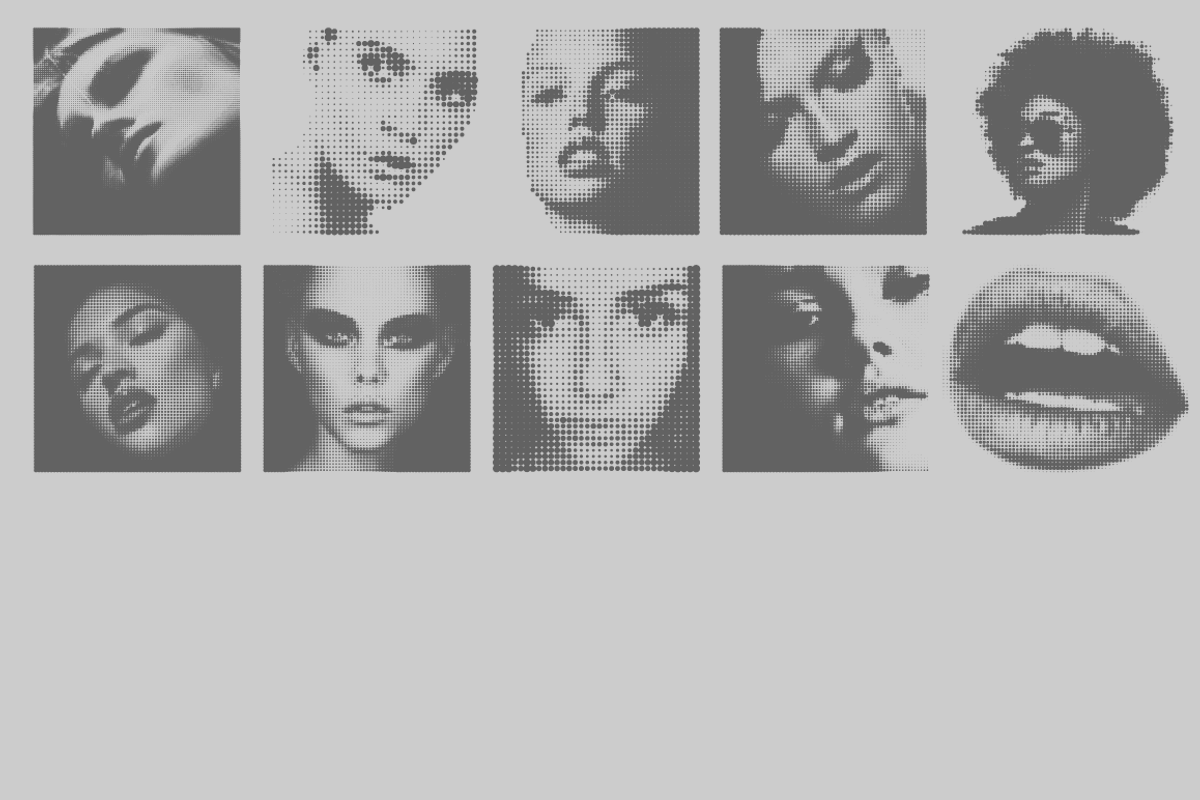 Halftone Faces - 10 Vectors, an Illustration by Offset