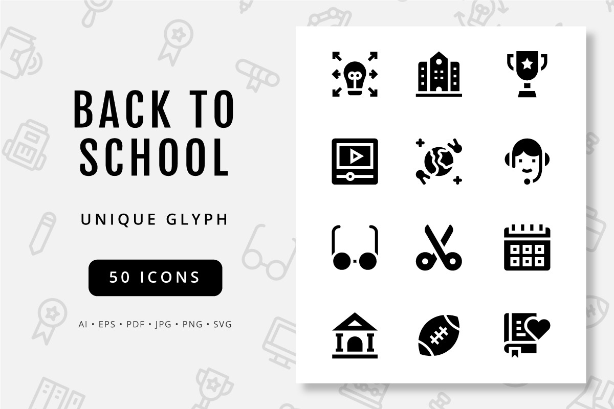 Back To School Unique Glyph Icons, a Solid Icon by vectorstank ...