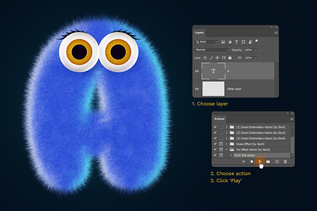 Fur Effect Photoshop Action, an Action Add-On by Andrew Skoch Design