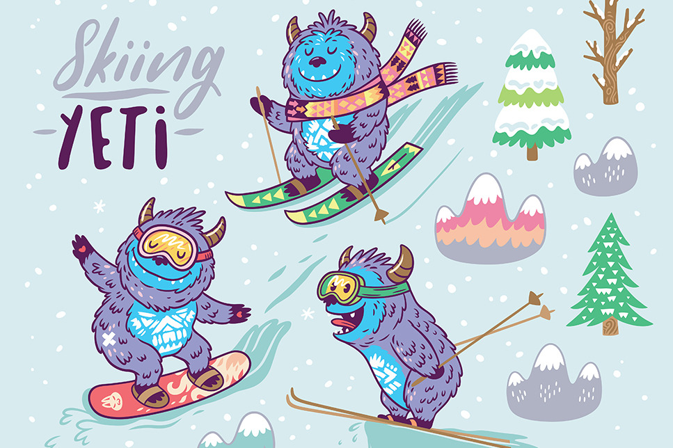 Skiing Yeti | Graphic Patterns ~ Creative Market