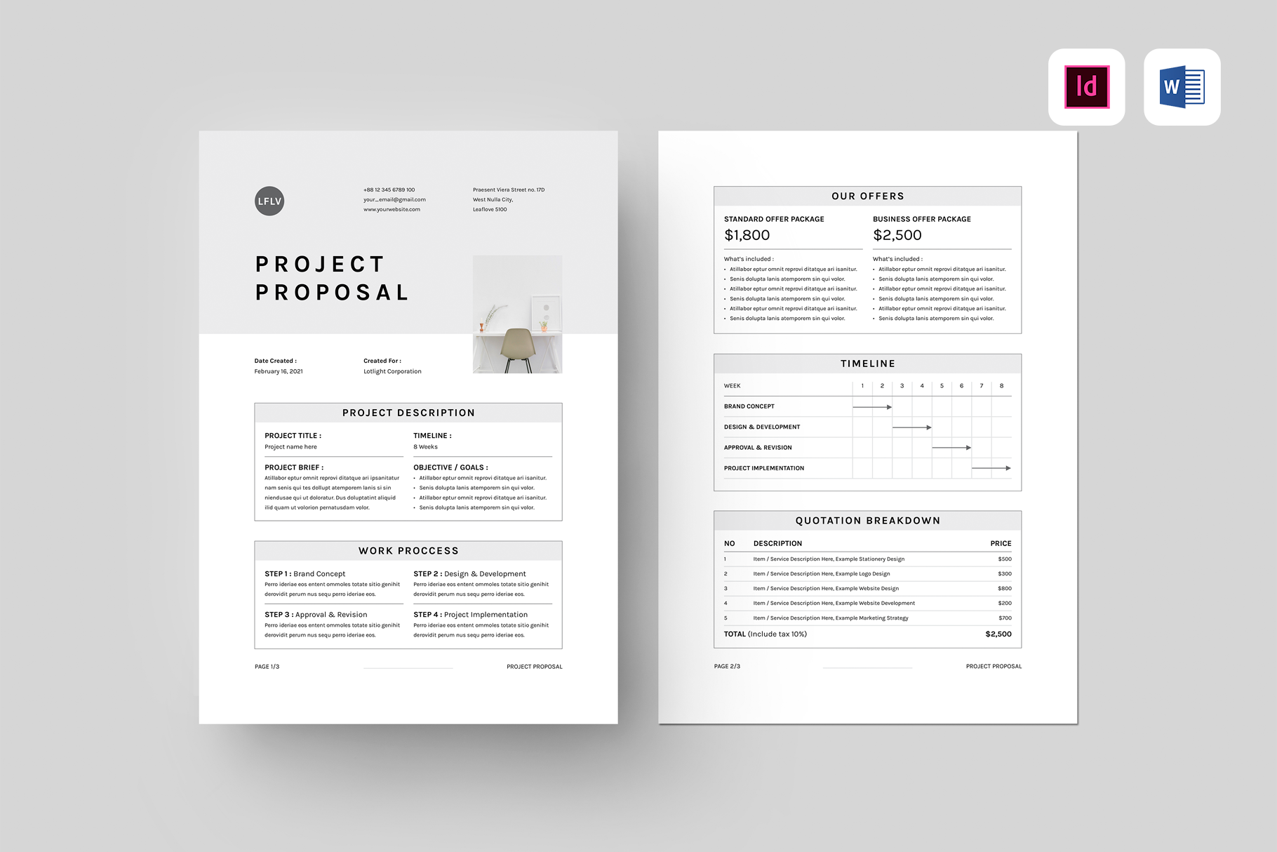 Proposal | MS Word & Indesign, a Stationery Template by Leaflove