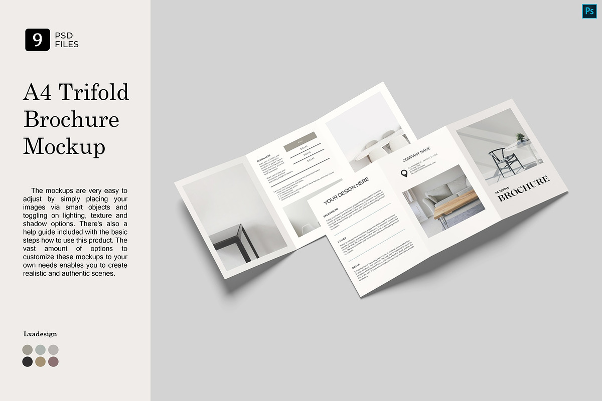 A4 Trifold Brochure Mockup, a Books & Magazine Mockup by Lxadesign
