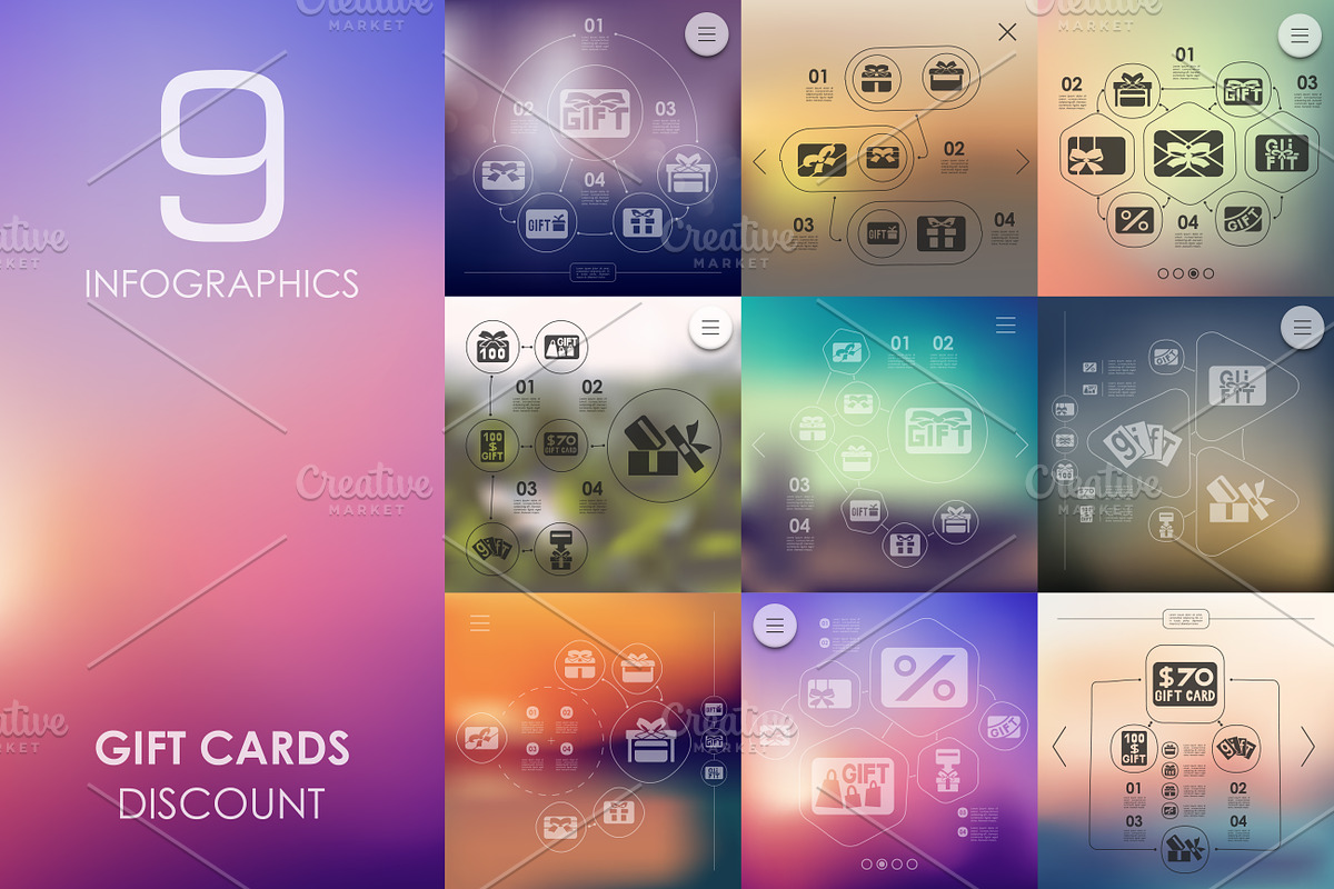 9 gift cards infographics, a Presentation Template by Palau