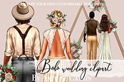 Boho Wedding Clipart, Groom and Bride Clipart, Customizable Portraits ...