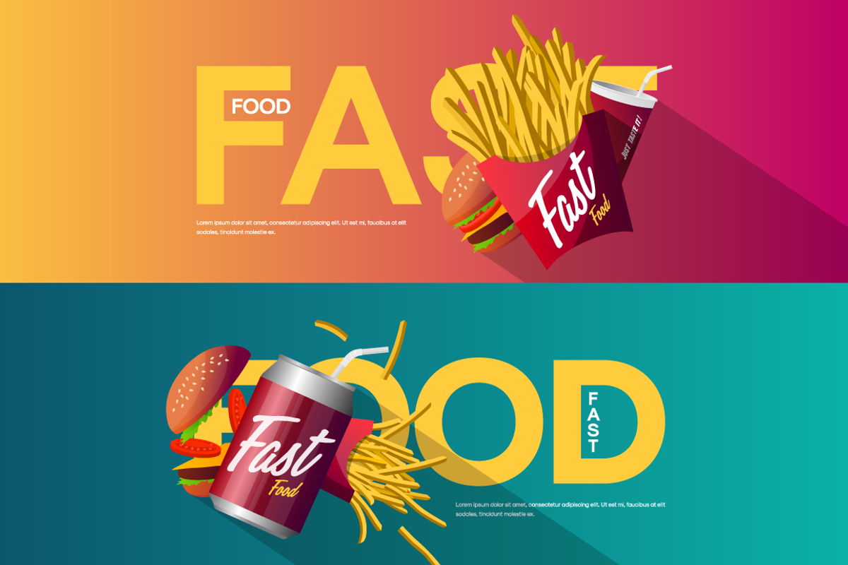 Fast food creative banner, a Food Illustration by provector