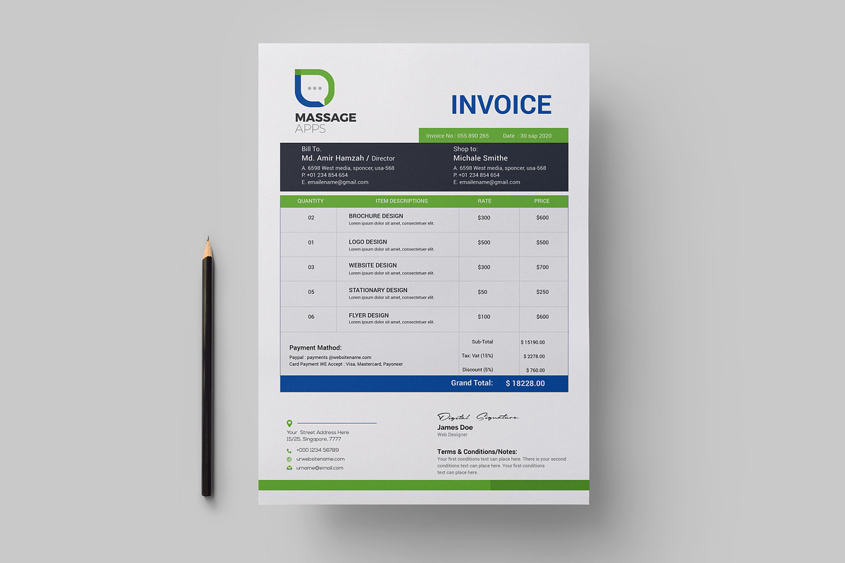 Invoice, a Stationery Template by GenerousArt