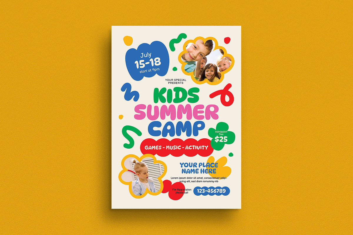 Colorful Kids Summer Camp Flyer, a Flyer Template by Guuver