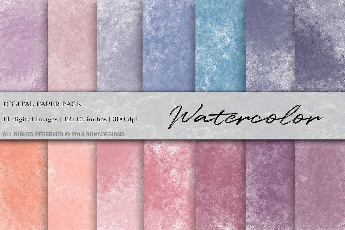 Watercolor Digital Paper, Background, a Texture Graphic by BonaDesigns