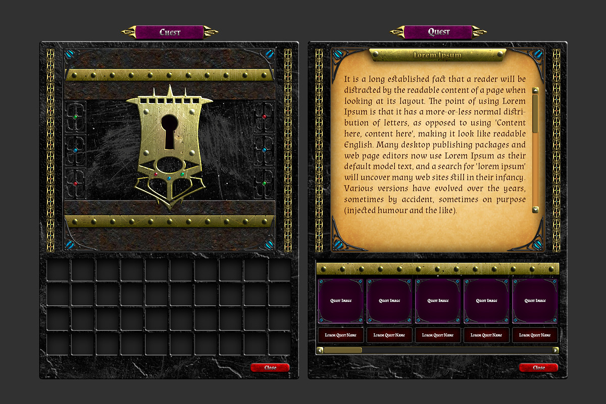 RPG Gaming User Interface, a Templates & Theme by Marabu Textures Store