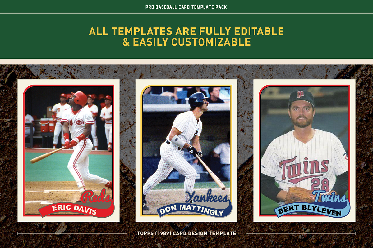 1980's Pro Baseball Card Templates