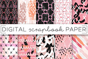 Pink Peach Coral Digital Paper, a Pattern Graphic by TWG Designs