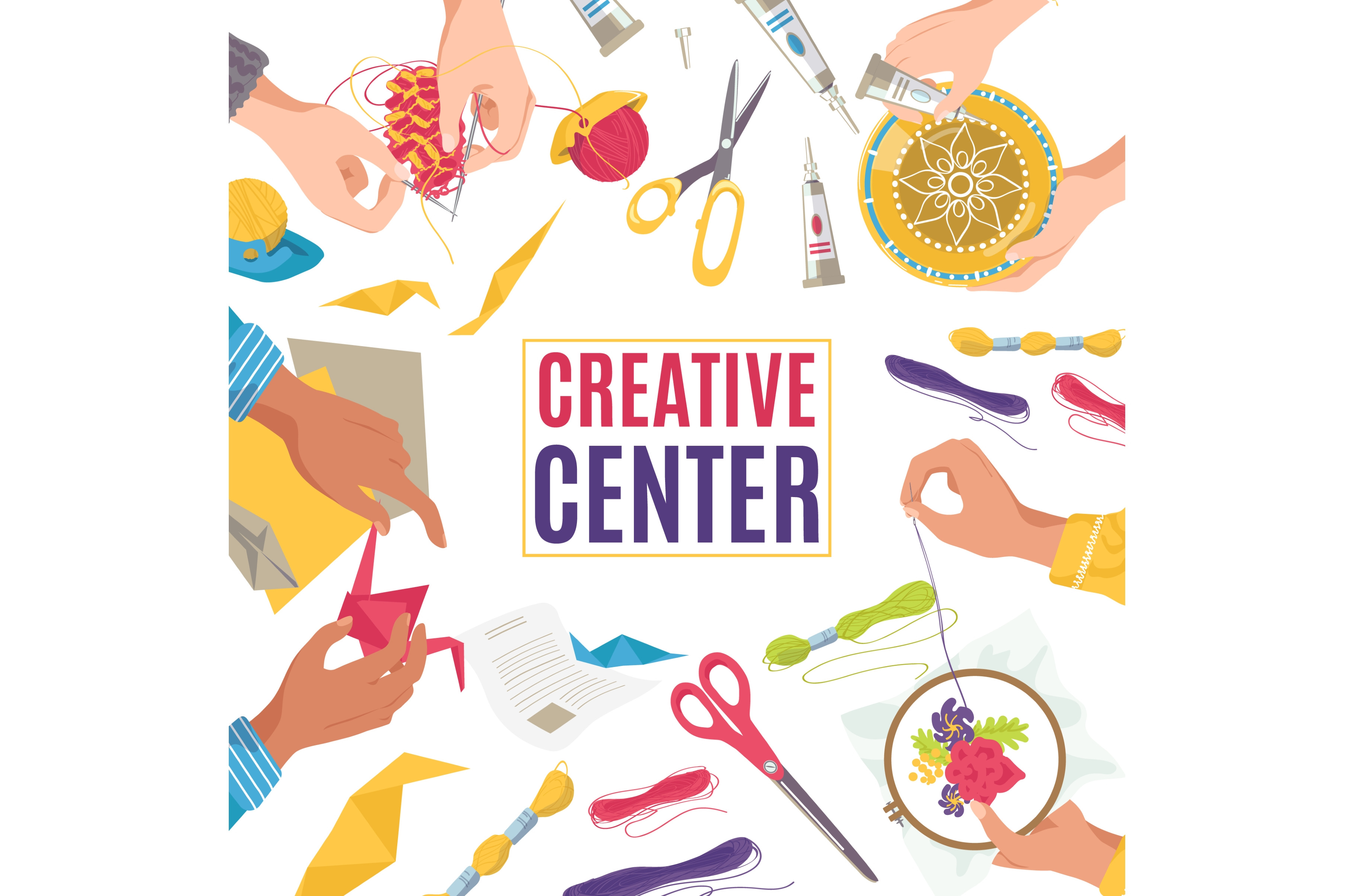 Creative center with art craft work, an Education Illustration by KitVector