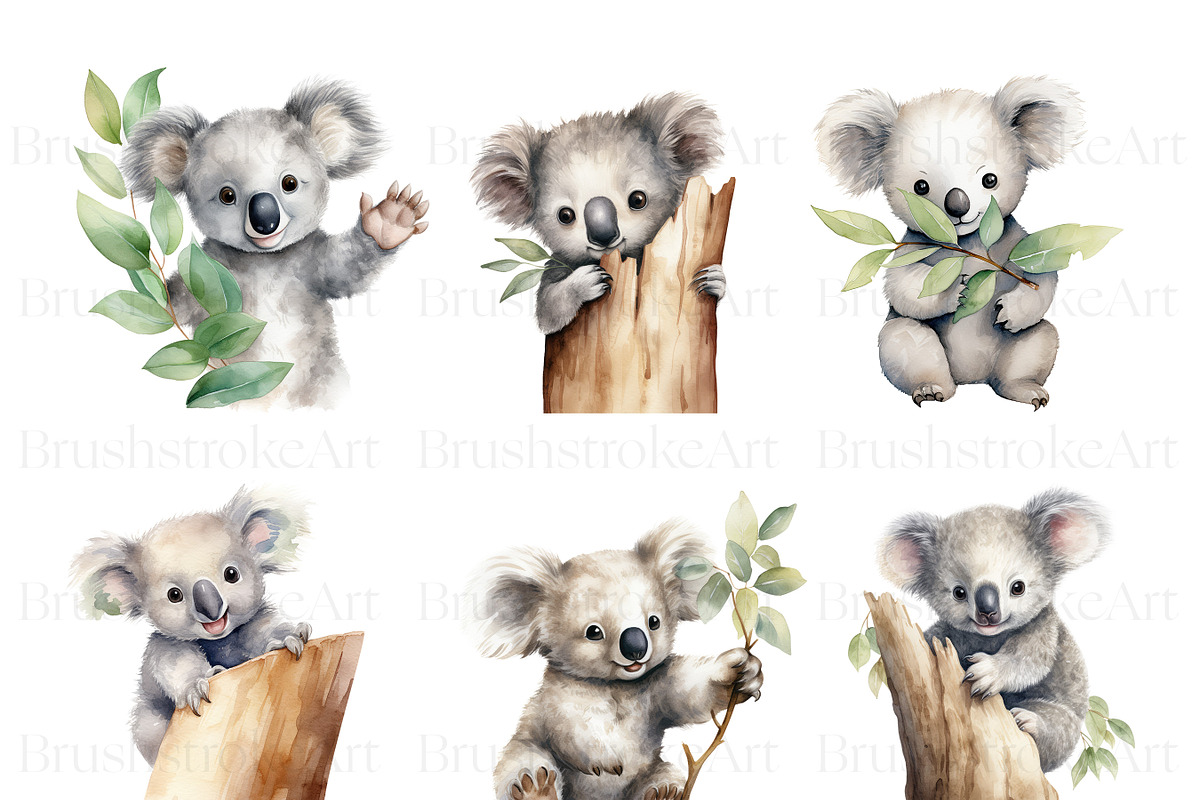 Watercolor Koala Clipart, Cute Koala | Creative Market