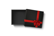 Opened black empty gift box with red ribbon and bow., an Object Graphic ...