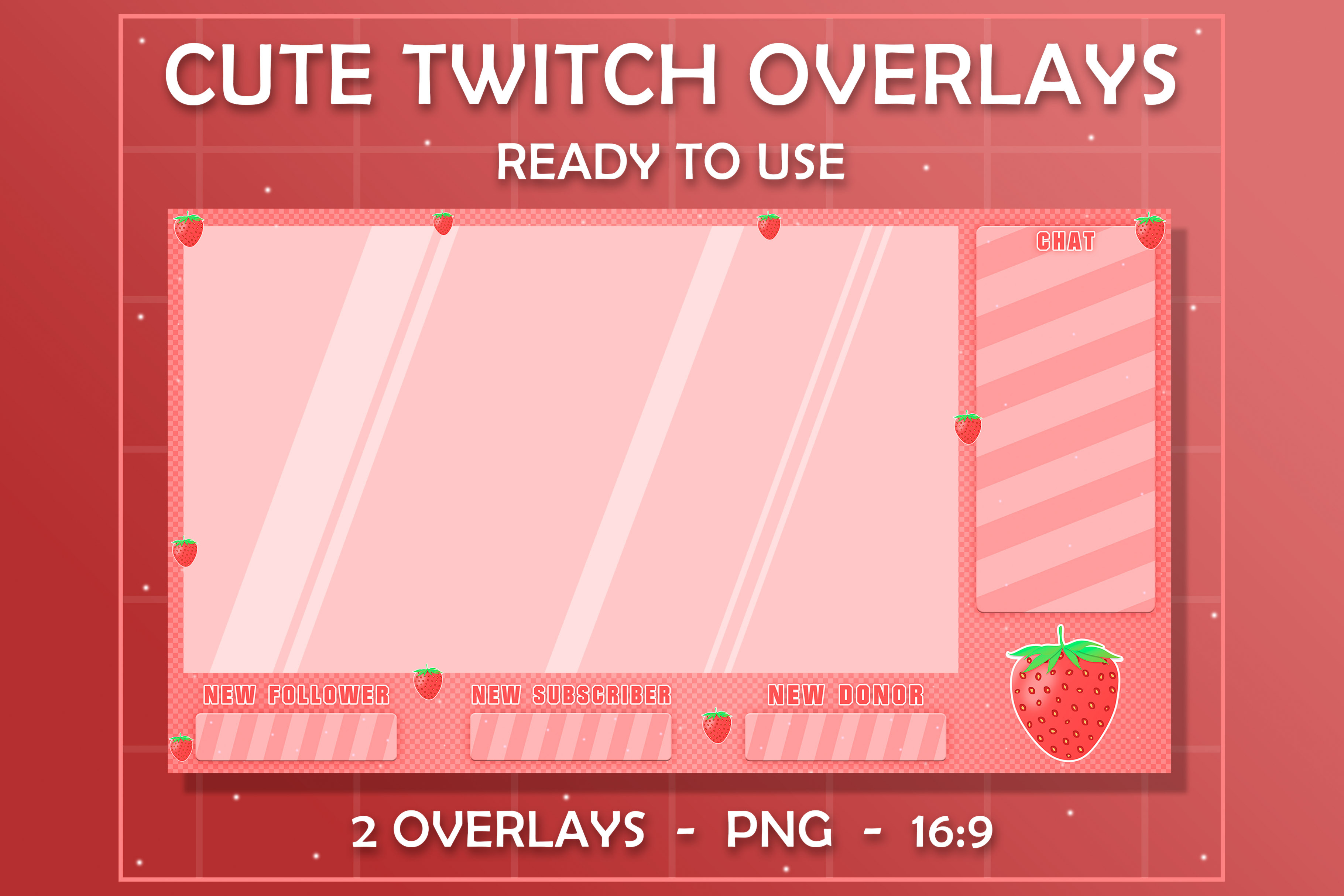 Twitch Cute Strawberry Overlays, a Templates & Theme by BuffikShop