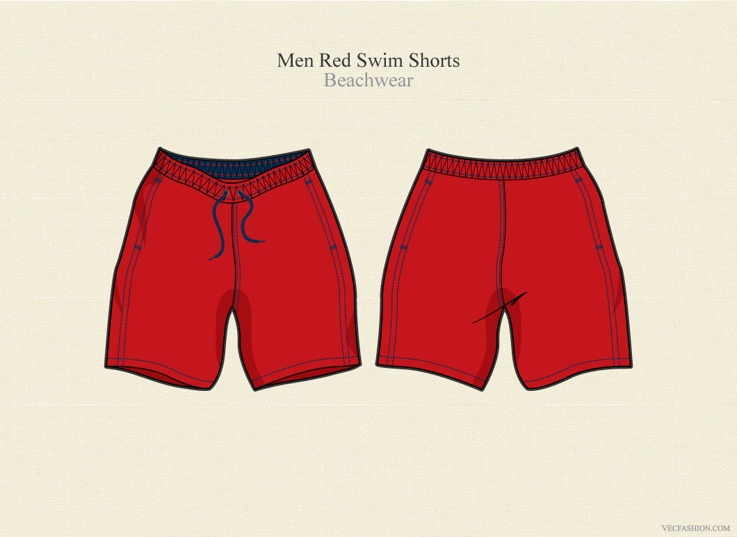 Men Swim Shorts Vector Template, an Illustration by VecFashion Ltd.
