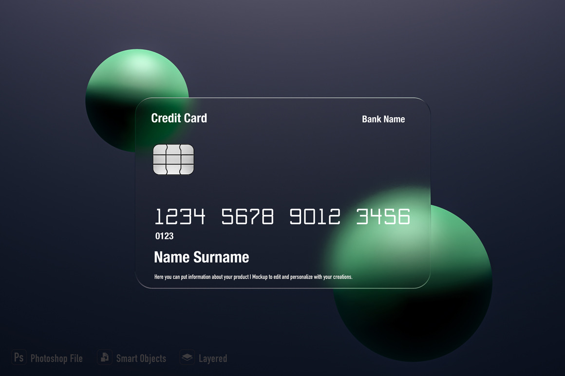 Transparent credit card mockup, a Product Mockup by OSORIOartist
